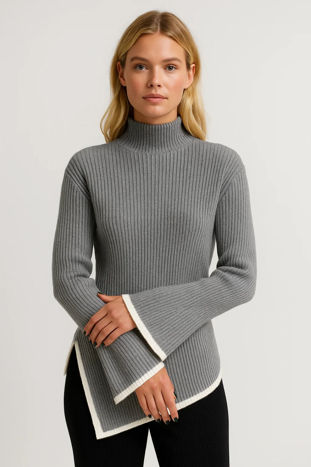 Aureole | Flared-Sleeve Turtleneck Knit Sweater – Marlow York